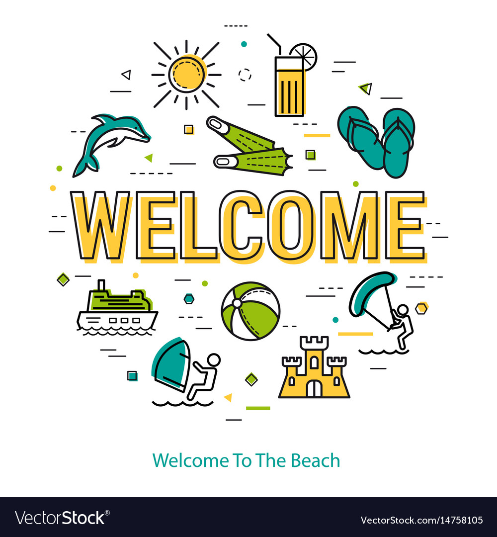 Welcome - round linear concept Royalty Free Vector Image Welcome - round linear concept Royalty Free Vector Image