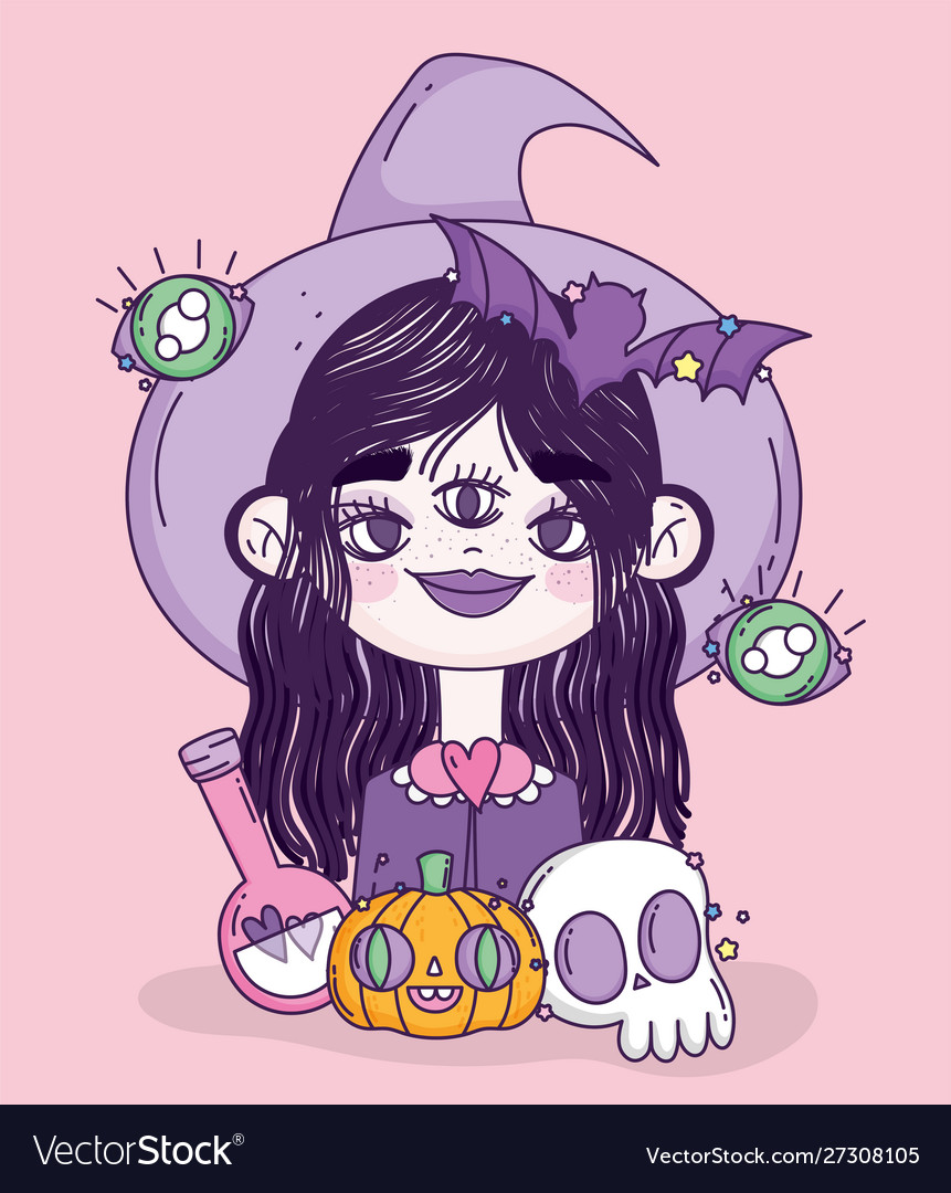 Witch girl trick or treat happy halloween Vector Image