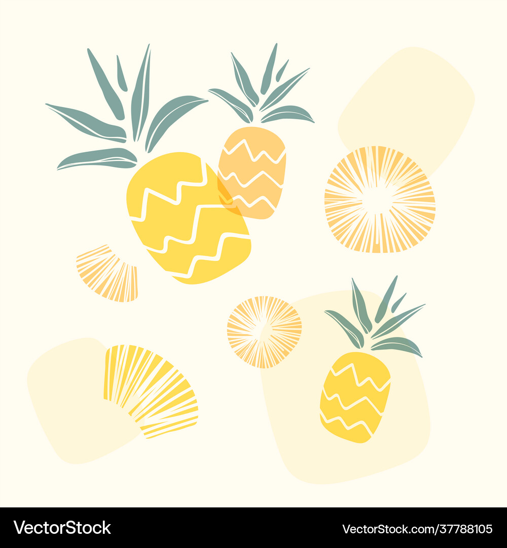 Yellow pineapple pattern Royalty Free Vector Image