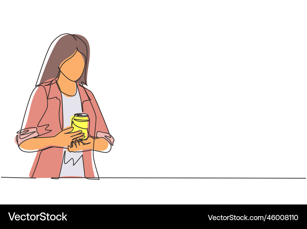 Continuous one line drawing cute young business Vector Image