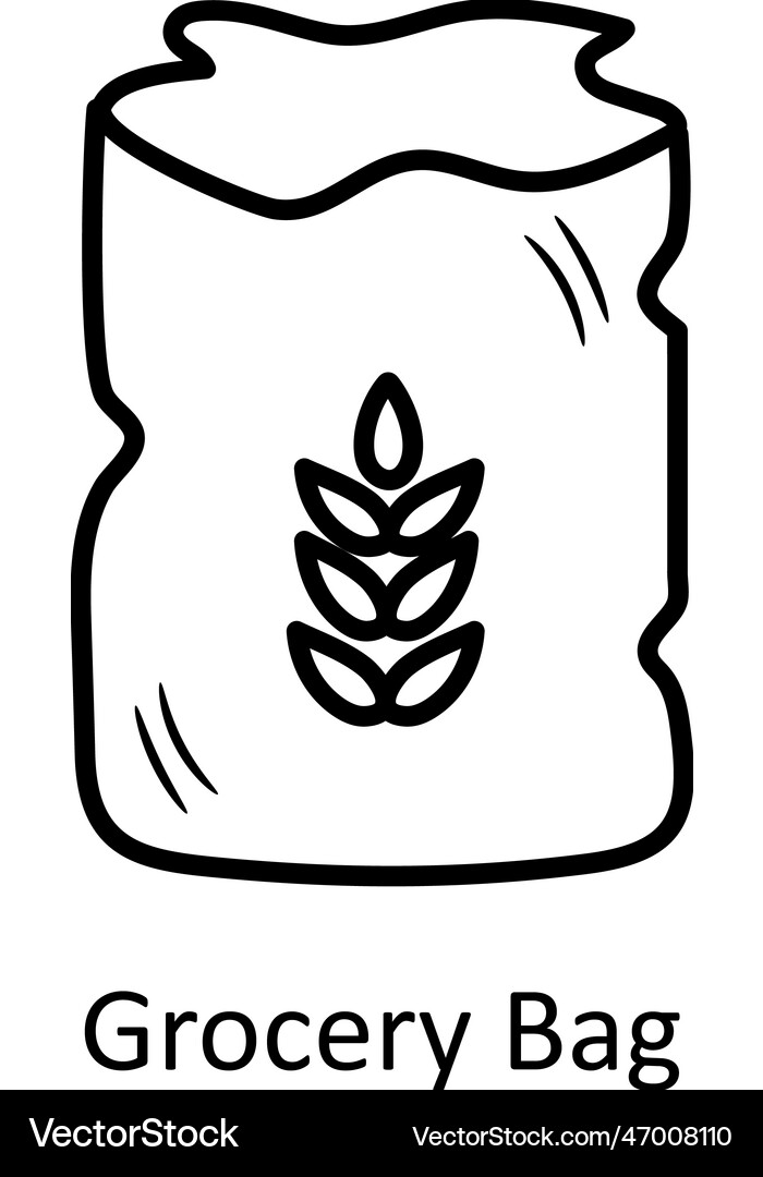 Grocery bag outline icon design Royalty Free Vector Image