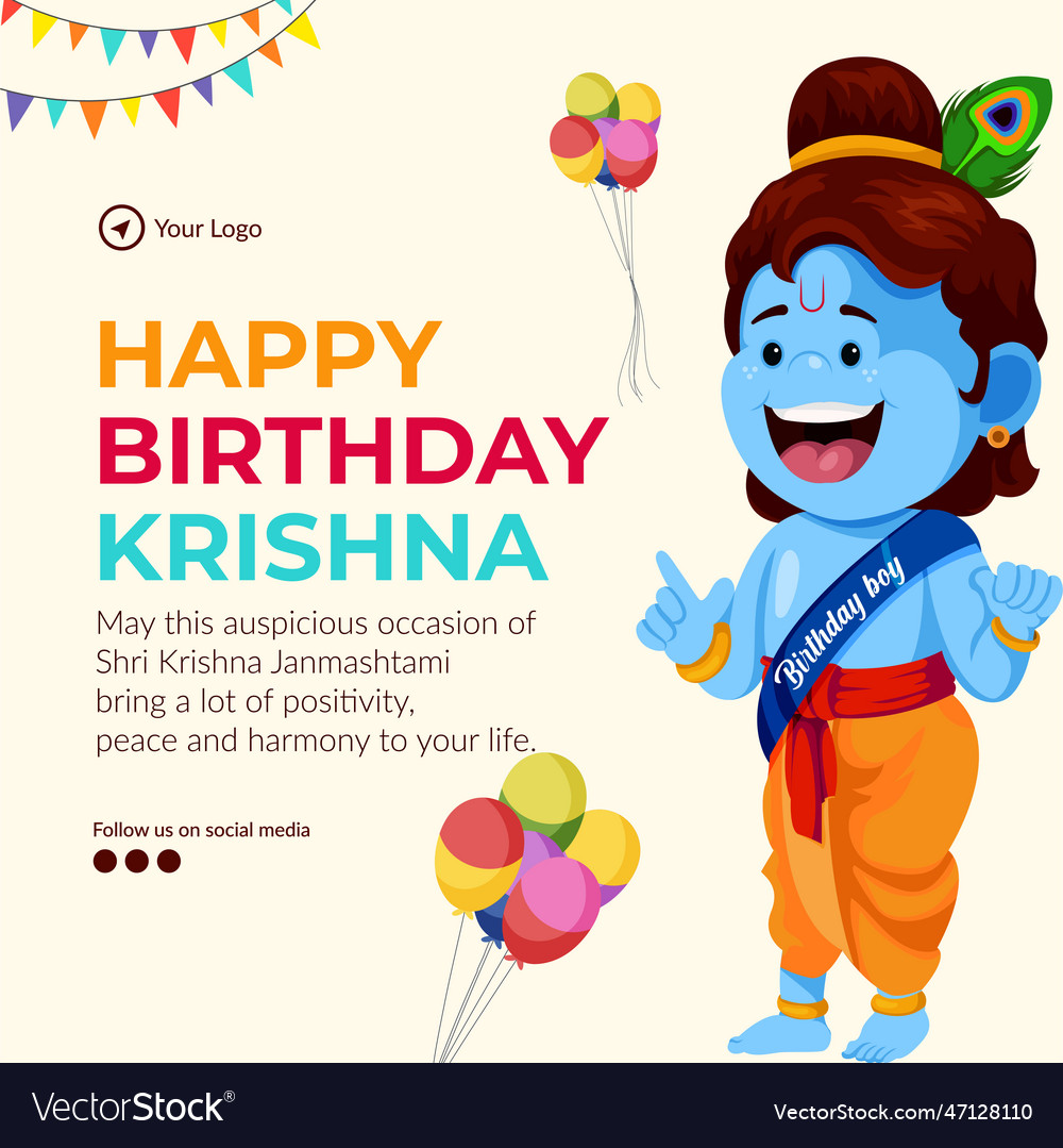 Happy krishna janmashtami banner design Royalty Free Vector