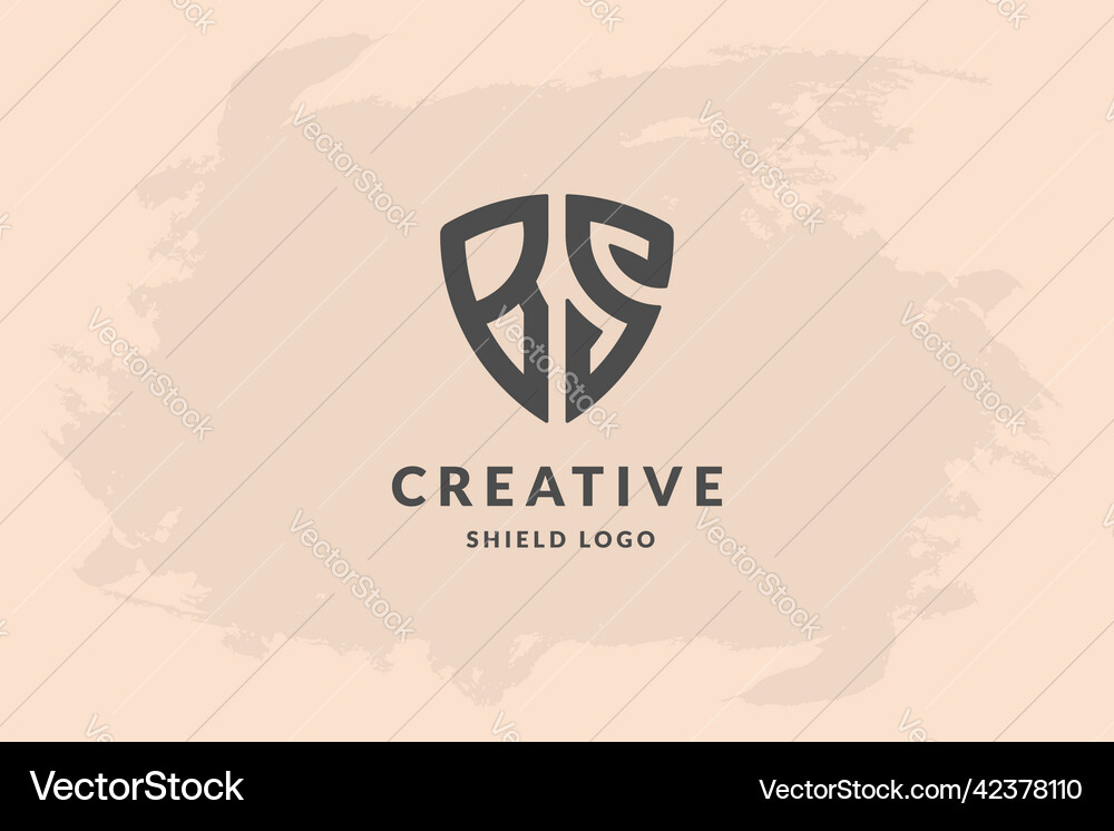 Initial letter bs in shape of shield handwriting Vector Image