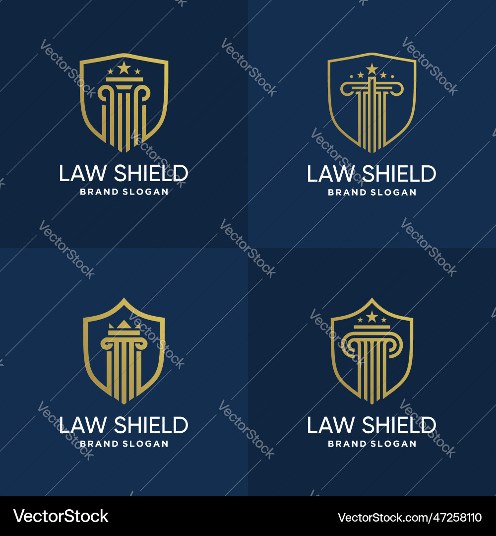 Law shield logo collection with fresh style Vector Image