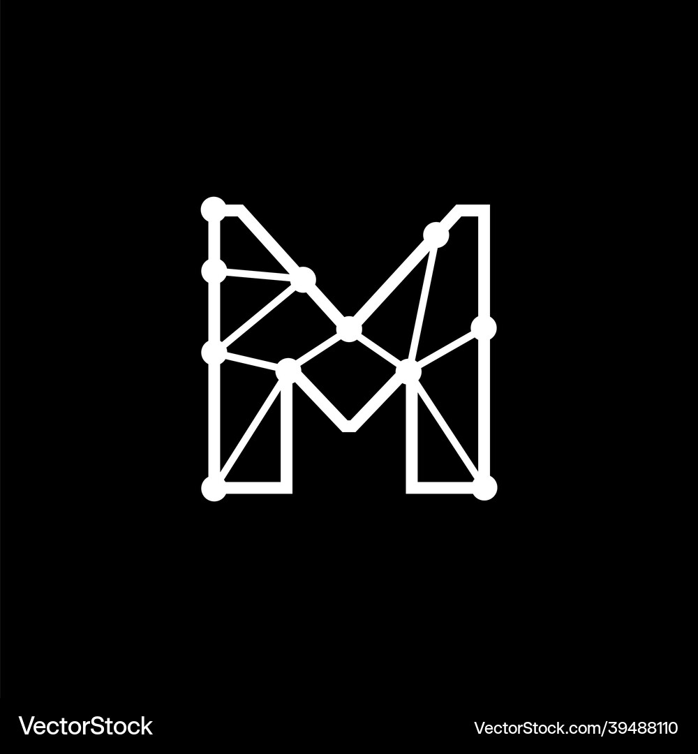 Logo letter dots lines connections m Royalty Free Vector