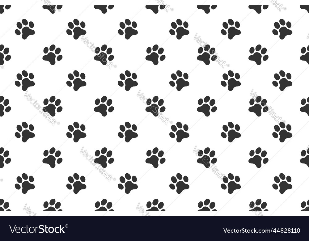 Pet paw print seamless pattern dog or cat Vector Image