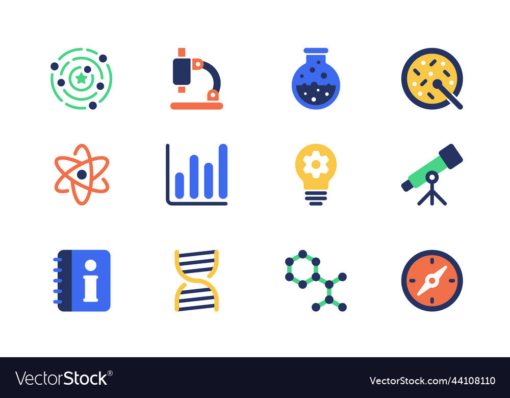 Science concept of web icons set in simple flat Vector Image