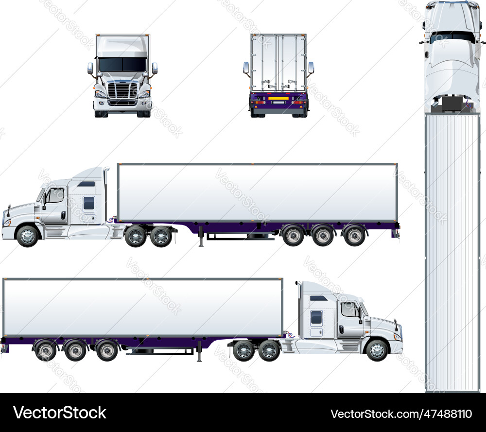 White Semi Truck Side View