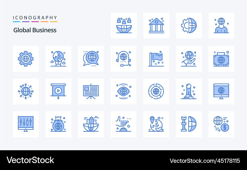 25 global business blue icon pack Royalty Free Vector Image