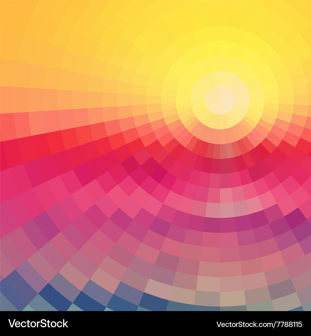 Abstract radial colorful sunset technology Vector Image