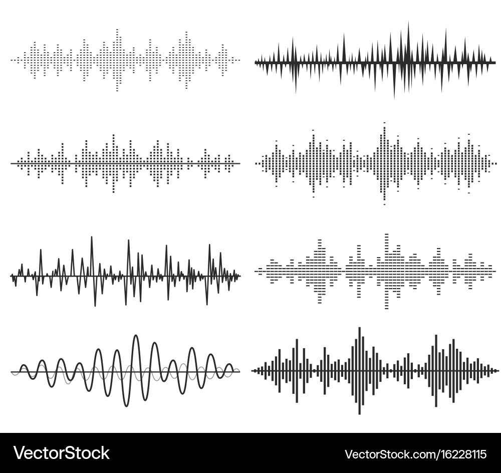 Black music sound waves audio technology Vector Image