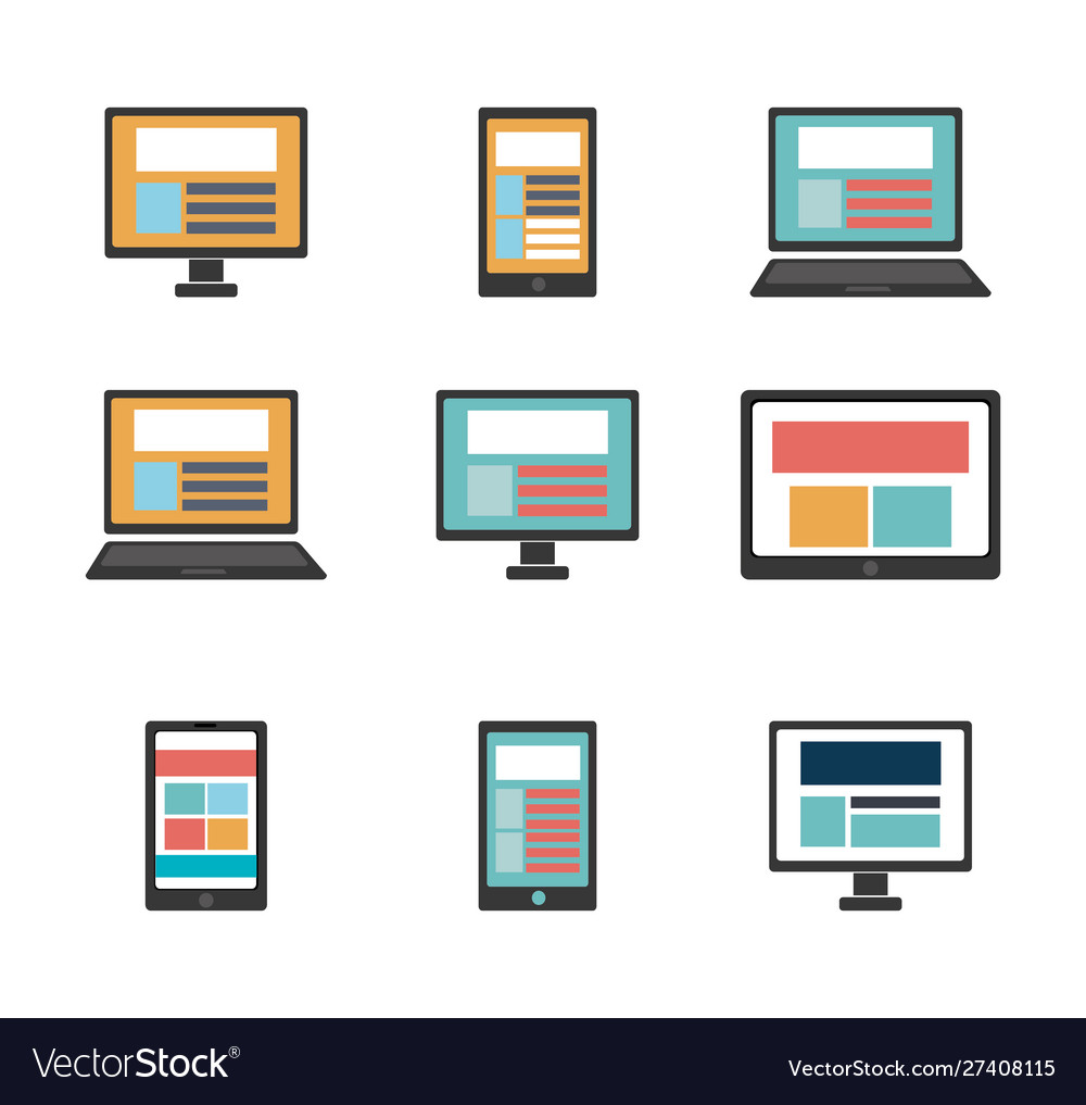 Bundle computer and technological devices Vector Image