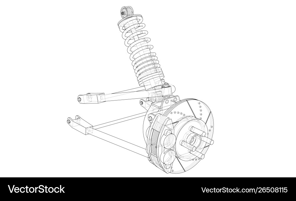 Car suspension with shock absorber Royalty Free Vector Image