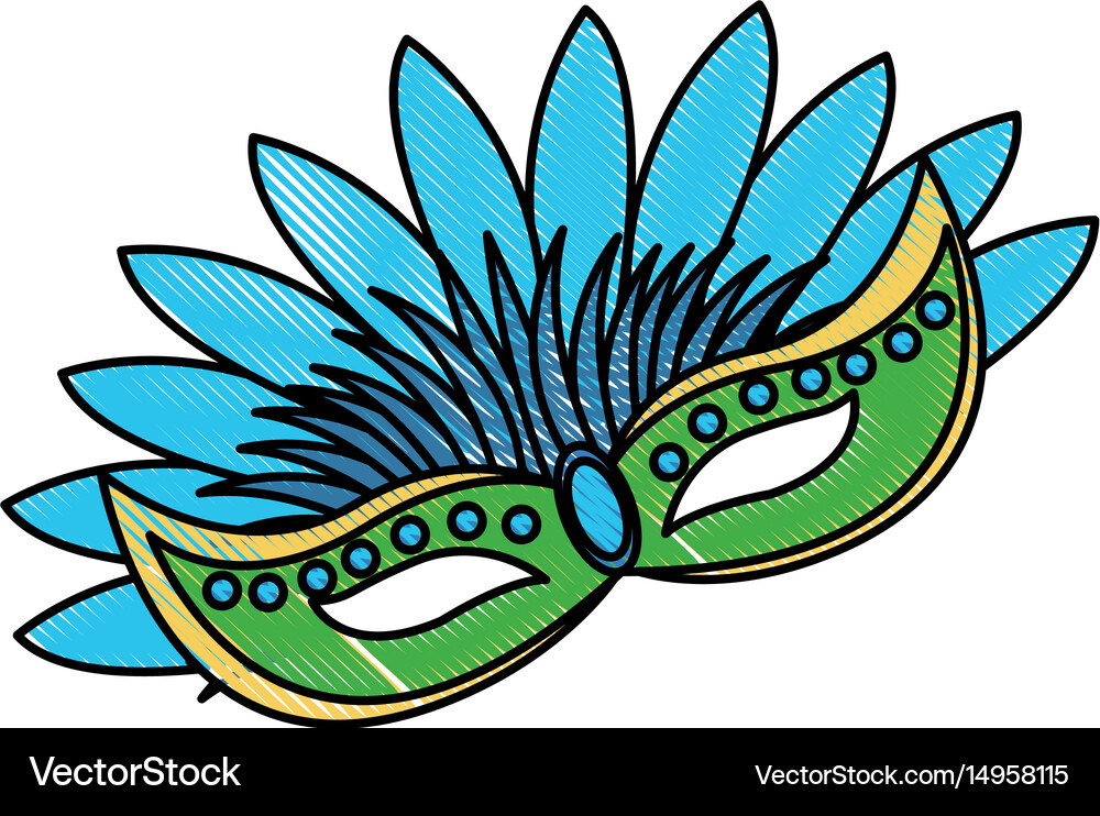 Carnival mask with feathers brazil Royalty Free Vector Image