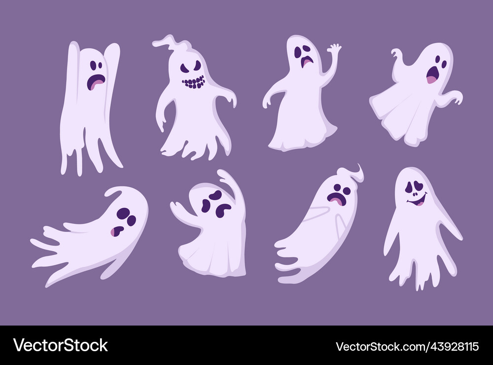 Collection of halloween ghosts Royalty Free Vector Image