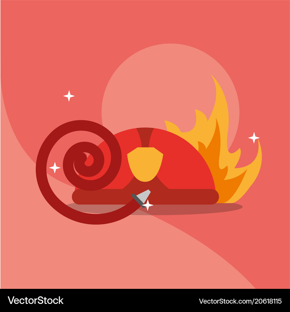 Equipment fire safe helmet large hose Royalty Free Vector