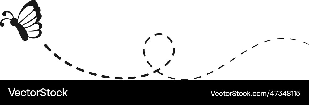 Flying butterfly with dotted line route Royalty Free Vector
