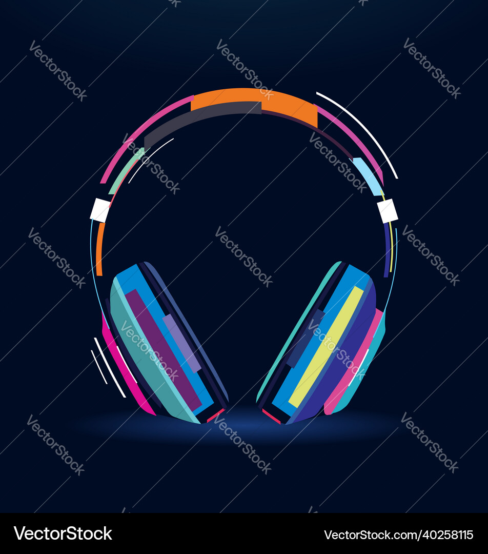 Headphones from multicolored paints abstract Vector Image
