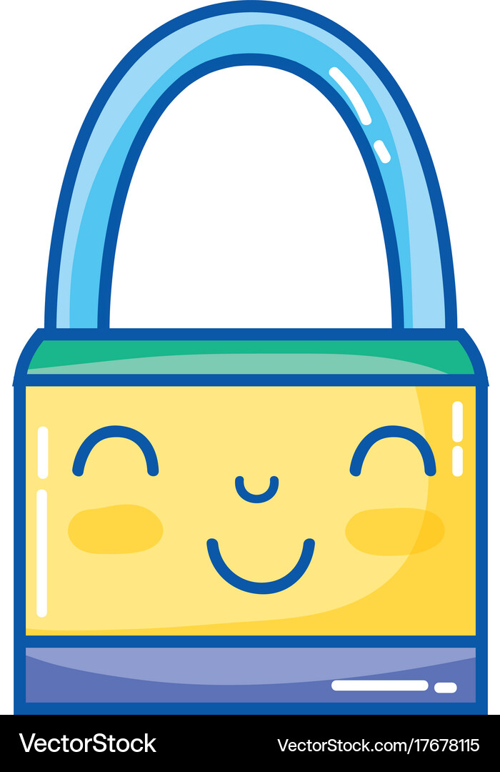 Kawaii cute happy padlock security Royalty Free Vector Image