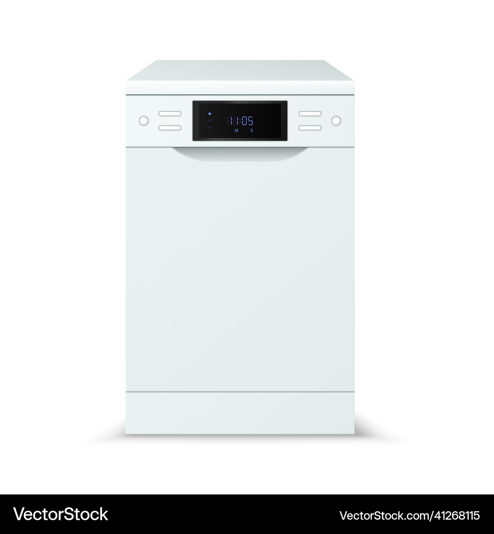 Realistic kitchen dishwasher with closed door Vector Image