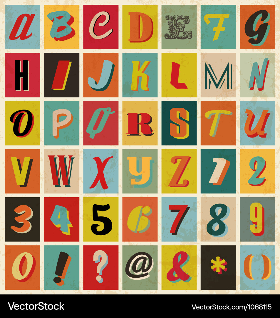 Retro alphabet for you business presentations Vector Image