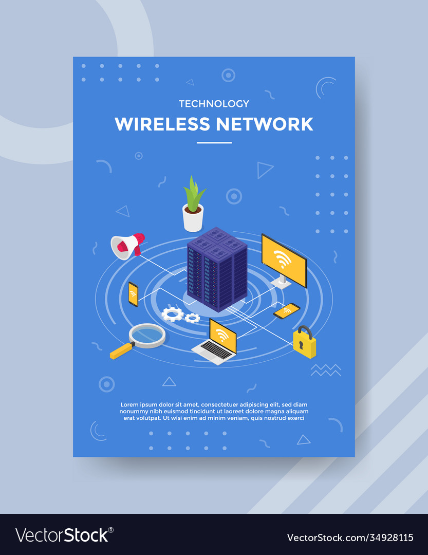 Technology wireless network server connecting Vector Image