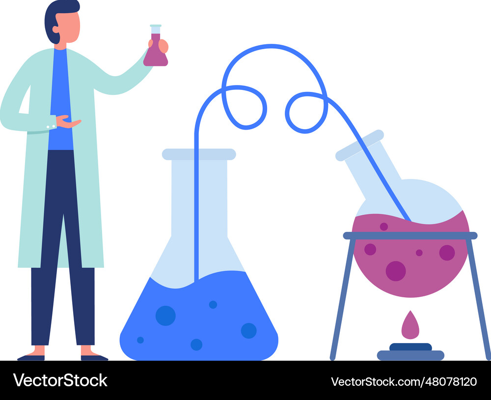 Chemistry scientist with scientific lab Royalty Free Vector