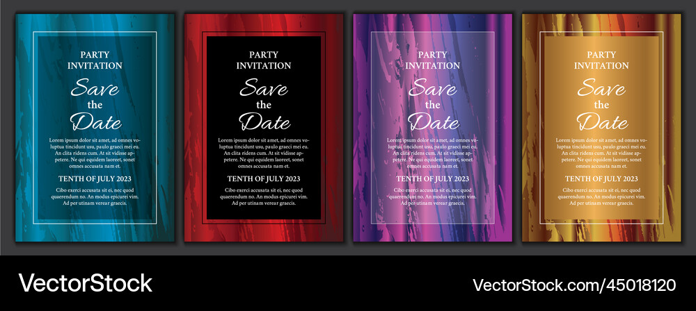 Colorful party invitation background set elegant Vector Image