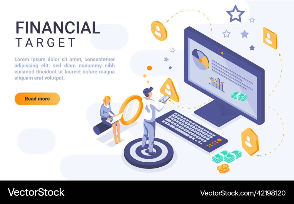 Financial target landing page isometric Royalty Free Vector