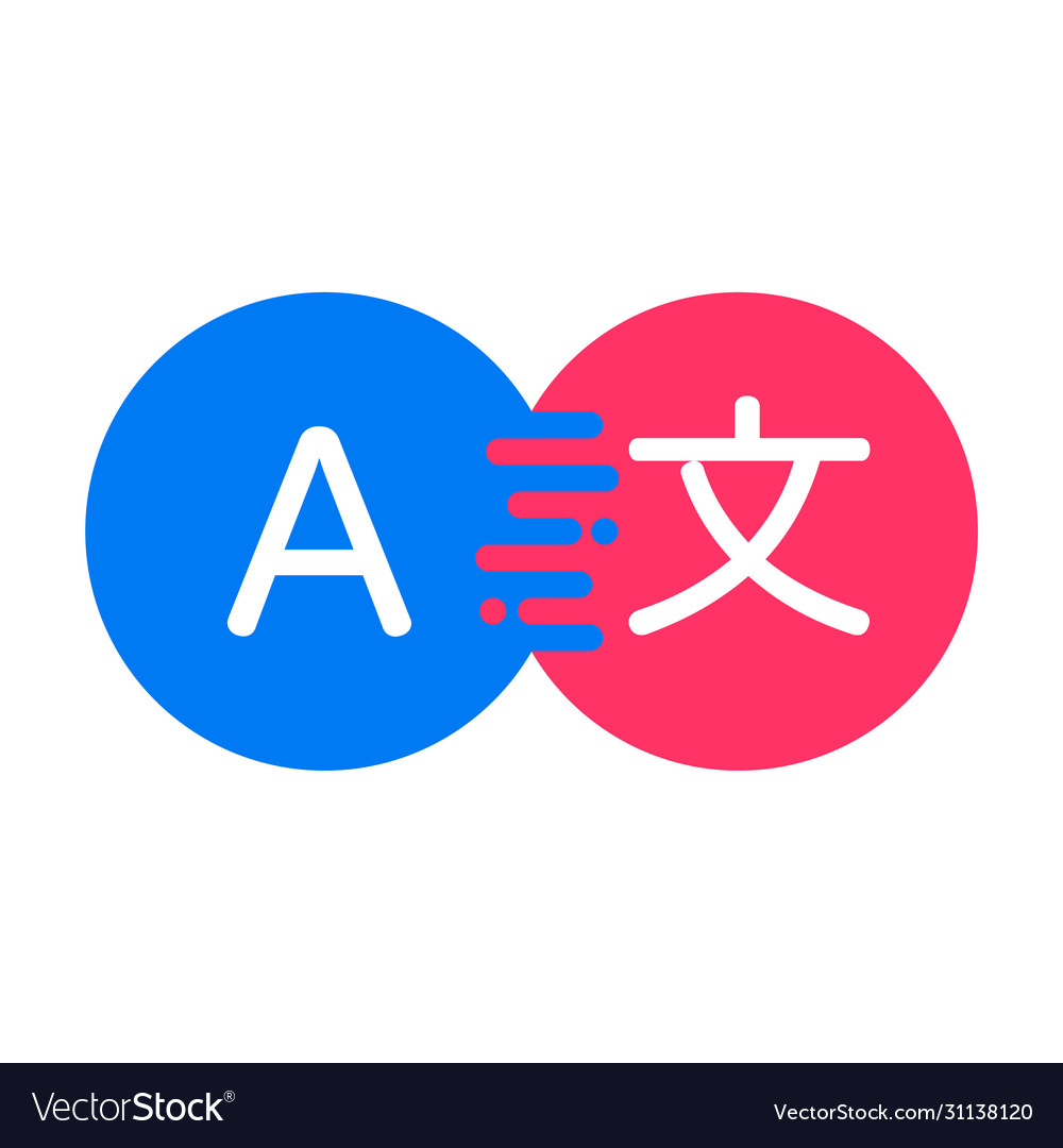Foreign language translation creative icon logo Vector Image