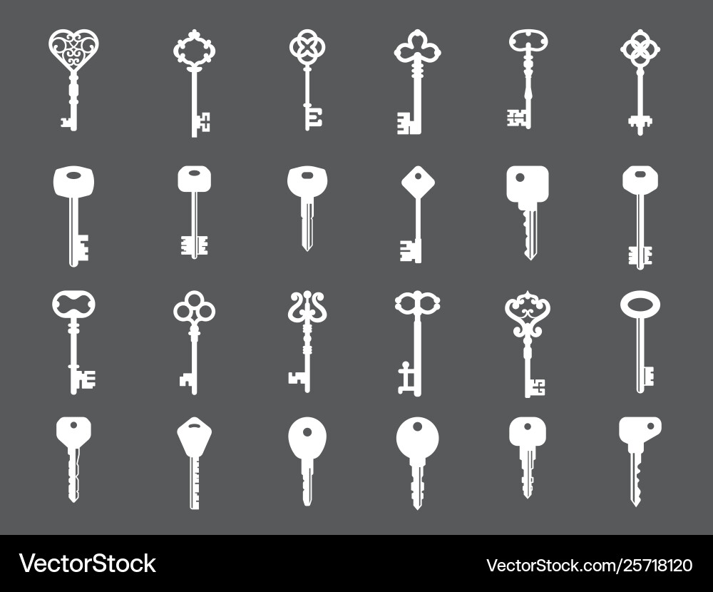 Key collection retro and modern house Royalty Free Vector
