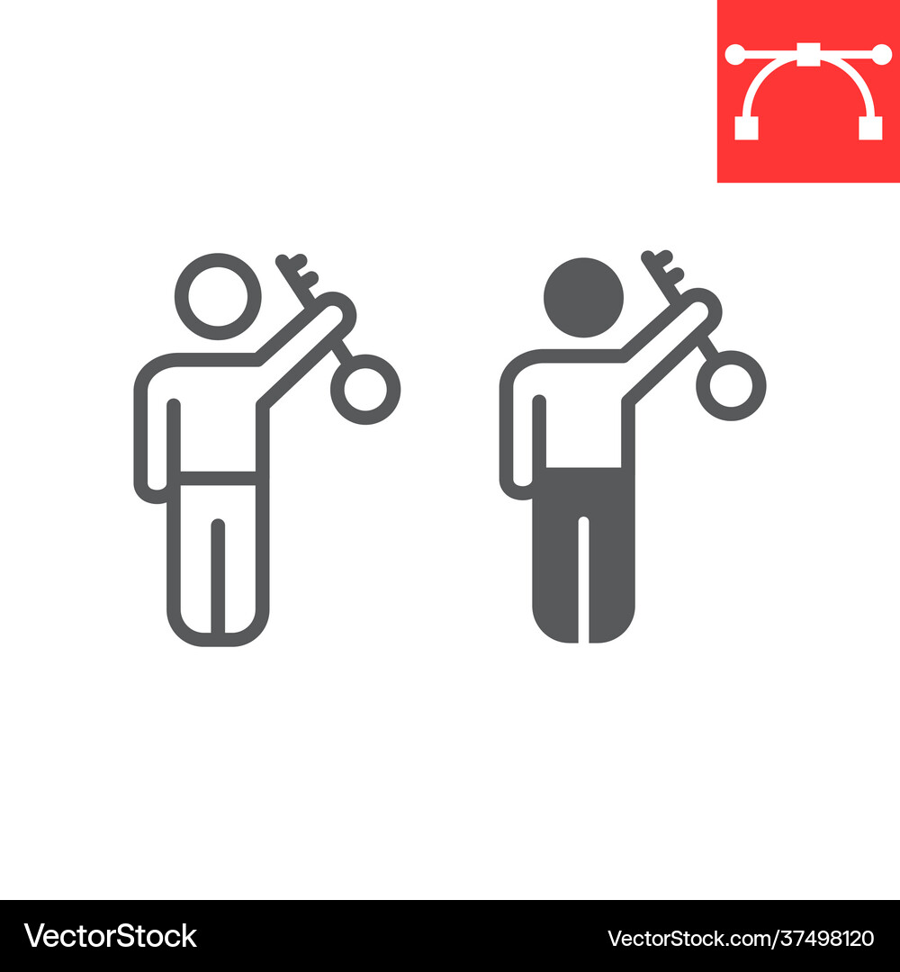Key employee line and glyph icon Royalty Free Vector Image