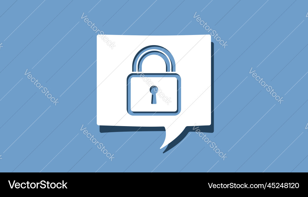 Lock padlock symbol on cutout white paper speech Vector Image