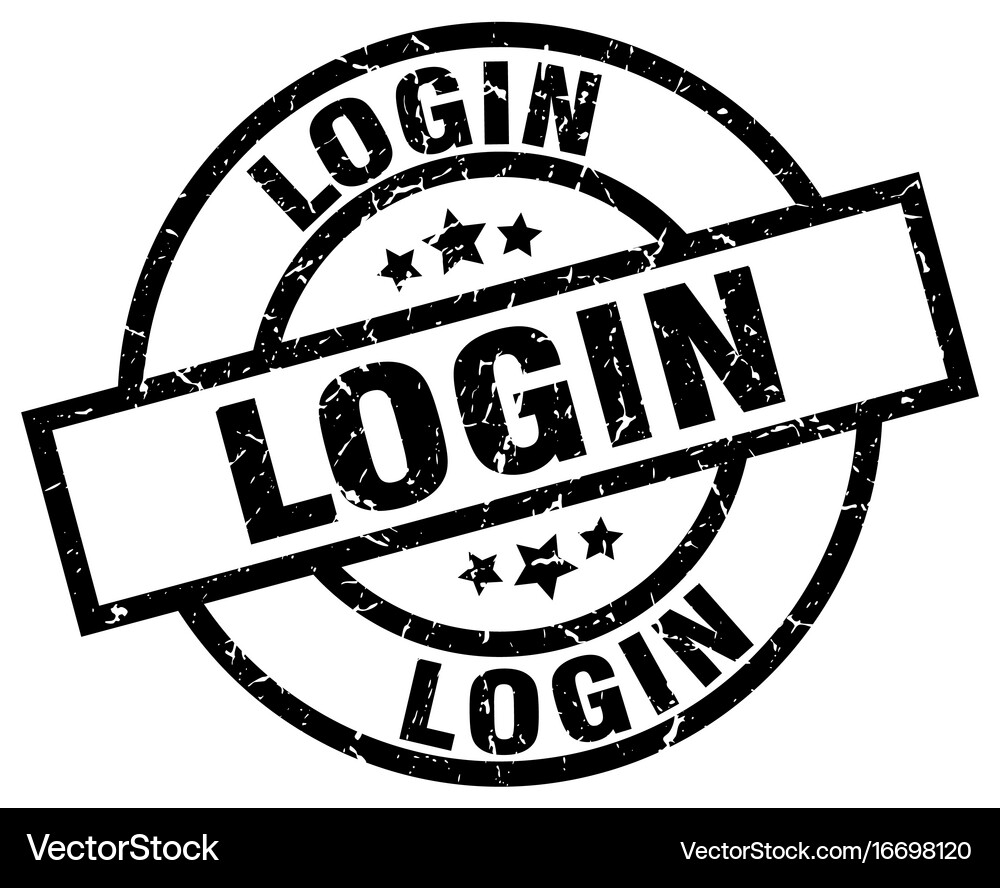 Login round grunge black stamp Royalty Free Vector Image
