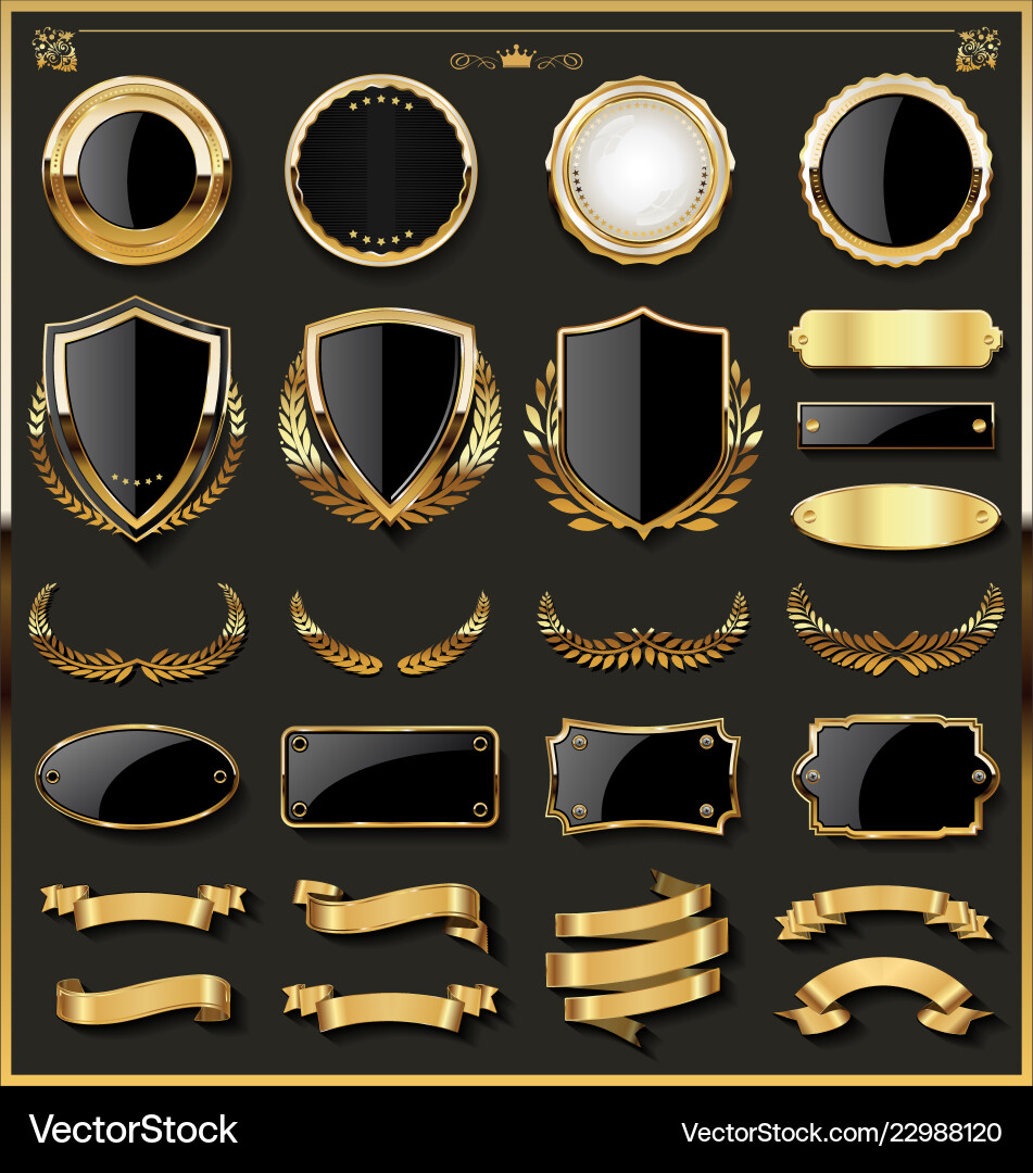 Luxury gold and red design elements collection 01 Vector Image