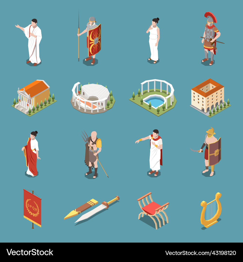 Roman empire icons set Royalty Free Vector Image