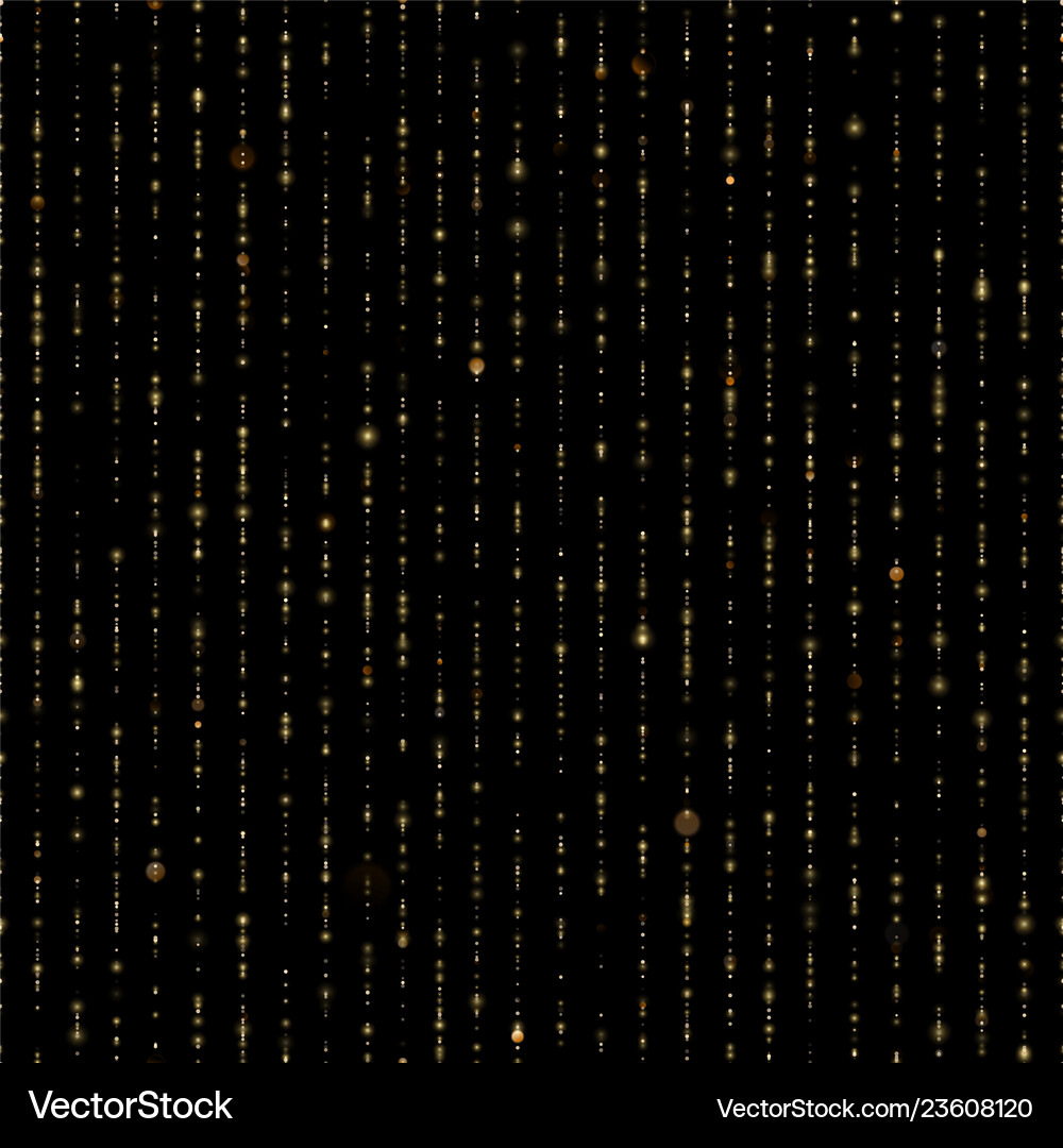 Seamless unique gold rain bokeh on black Vector Image