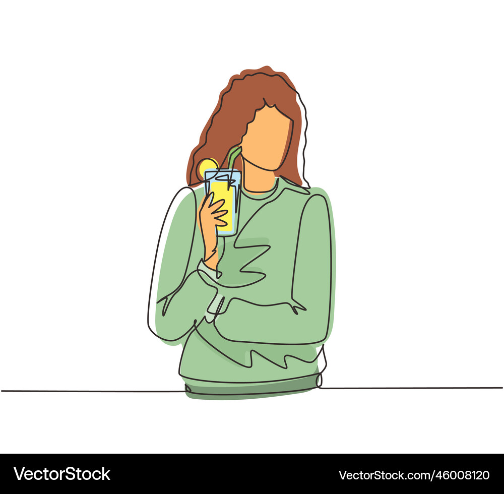 Single continuous line drawing happy woman Vector Image