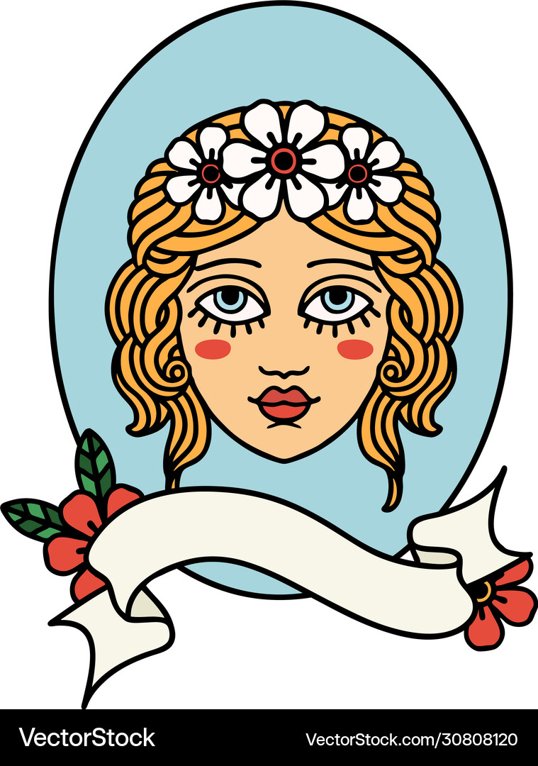 Tattoo with banner a maiden Royalty Free Vector Image