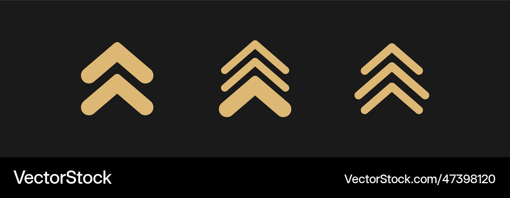 Three golden squared arrows up icon swipe up Vector Image