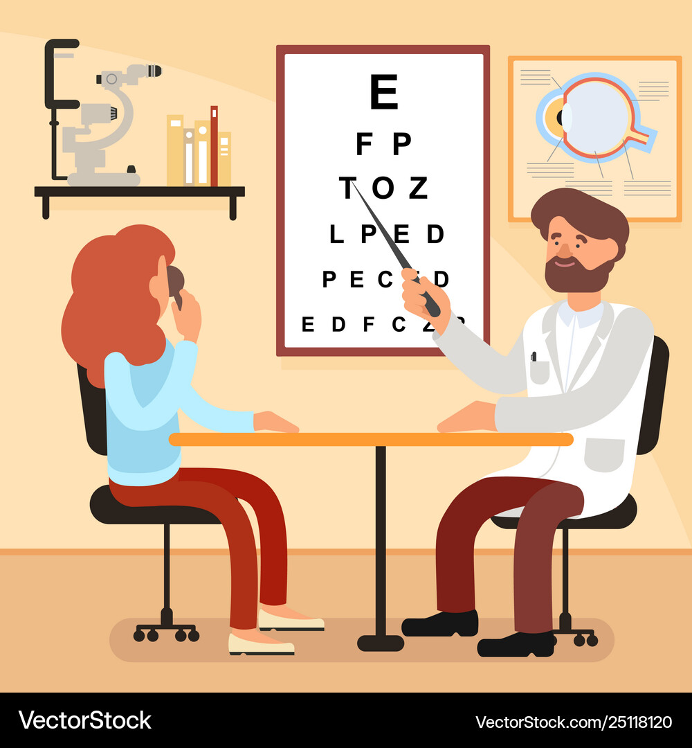 Visit to an ophthalmologist Royalty Free Vector Image