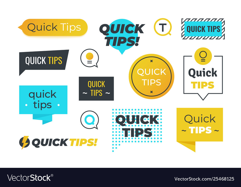 Advice shapes quick tips helpful tricks emblems Vector Image Advice shapes quick tips helpful tricks emblems Vector Image
