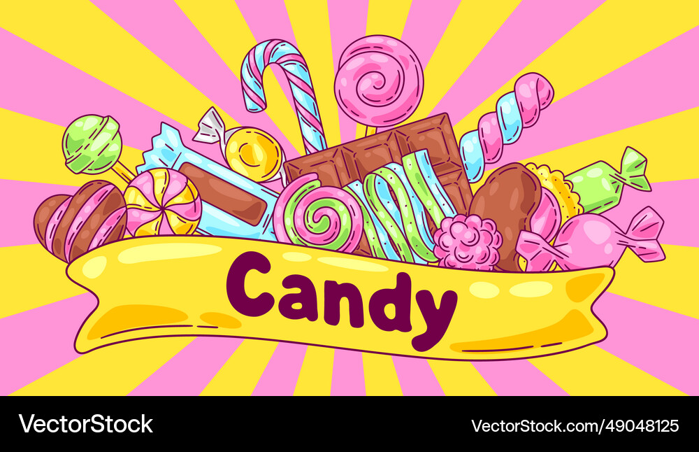 Background with candies and sweets design Vector Image