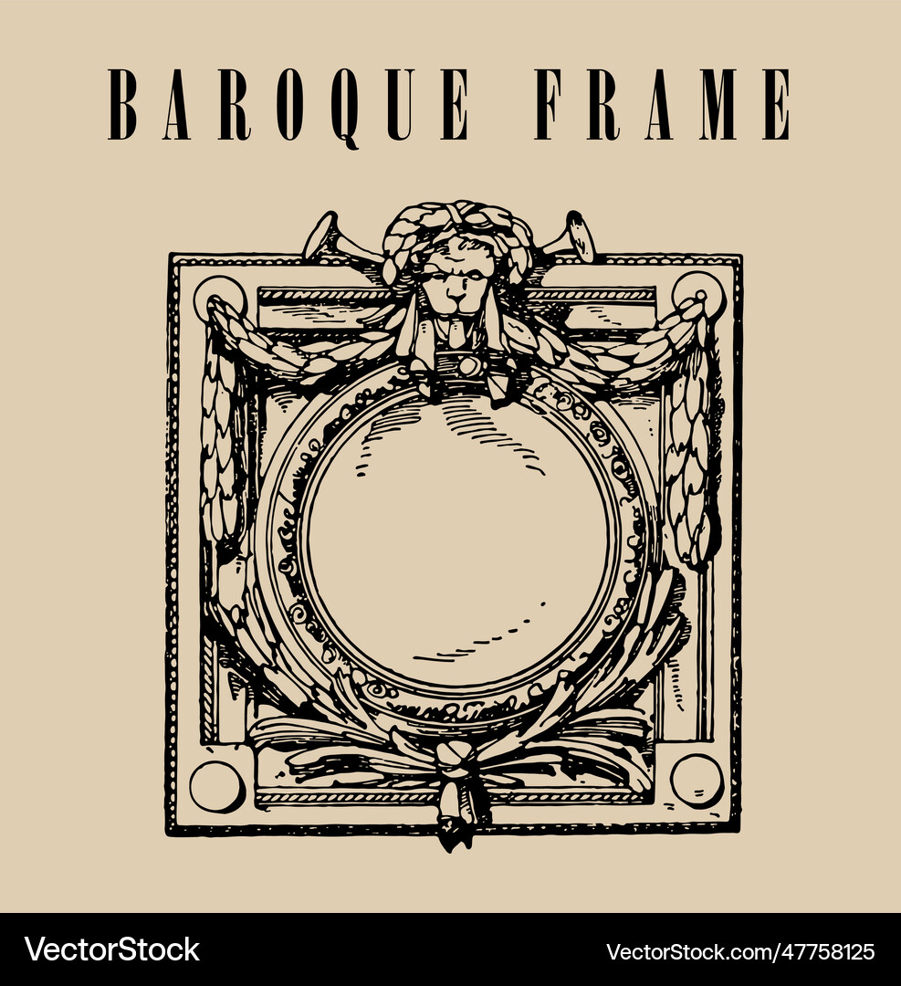 Baroque frames hand drawn vintage design Vector Image