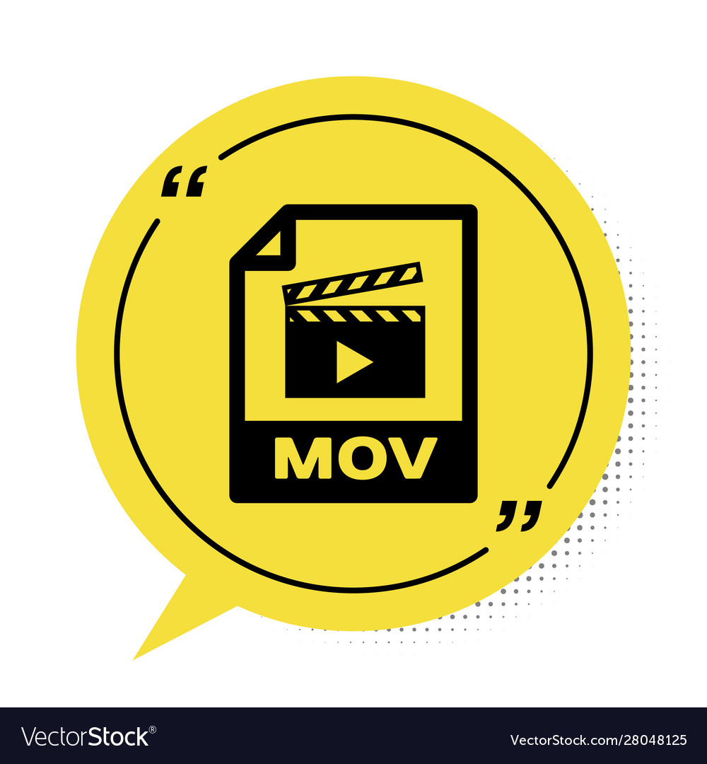 Black mov file document download mov button icon Vector Image Black mov file document download mov button icon Vector Image