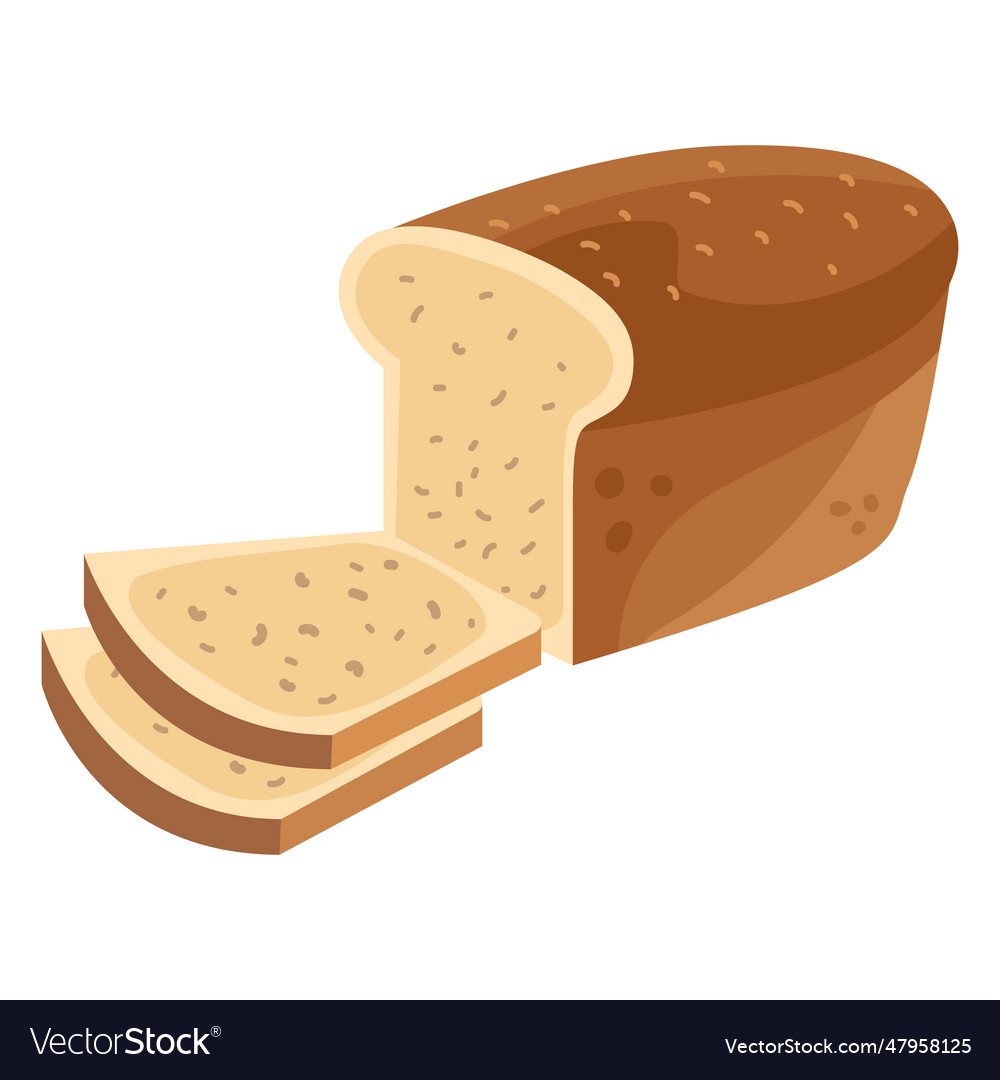 Bread loaf slice flat Royalty Free Vector Image