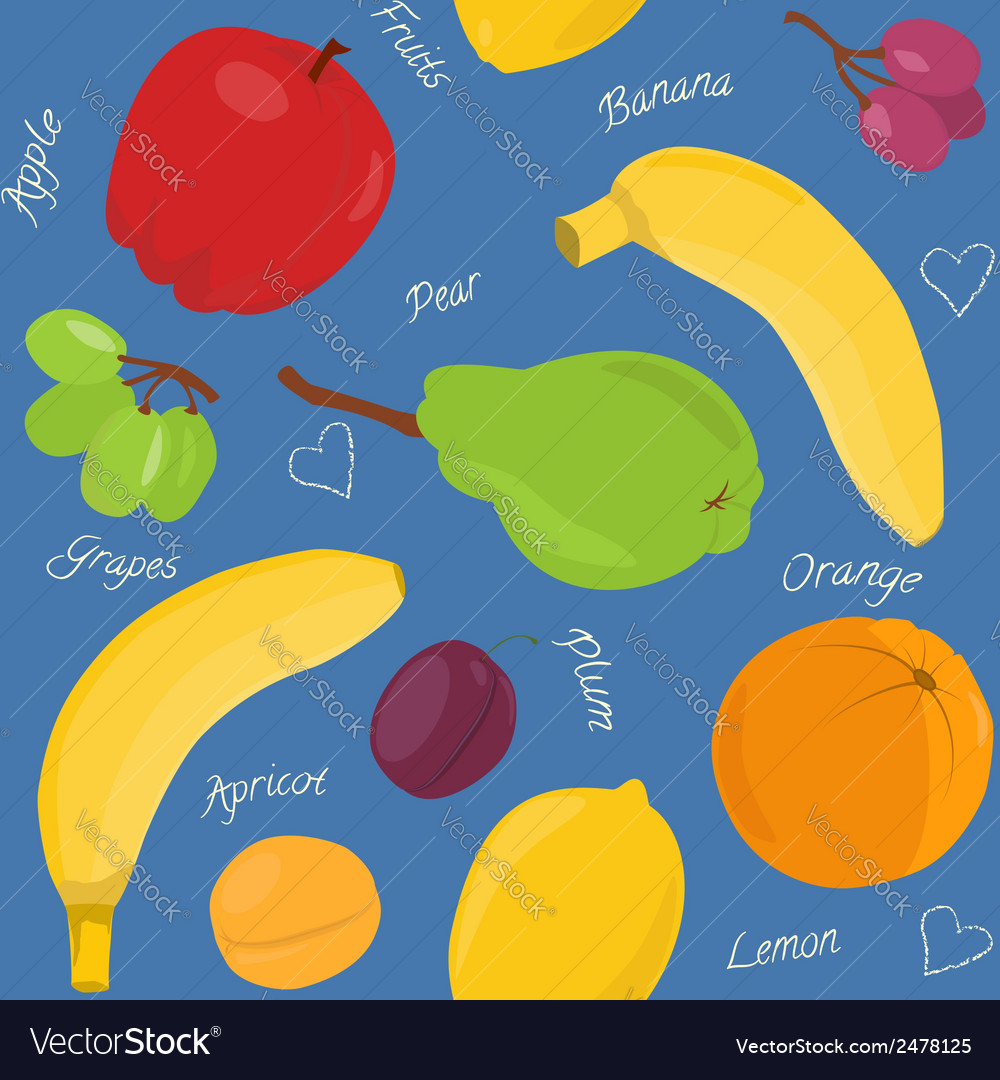 Cartoon fruit seamless pattern Royalty Free Vector Image
