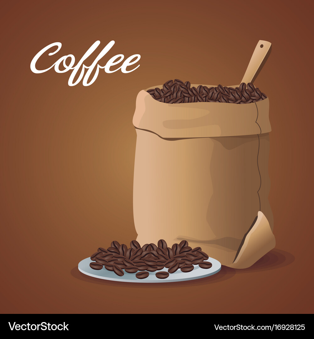Color poster sack with coffee beans Royalty Free Vector