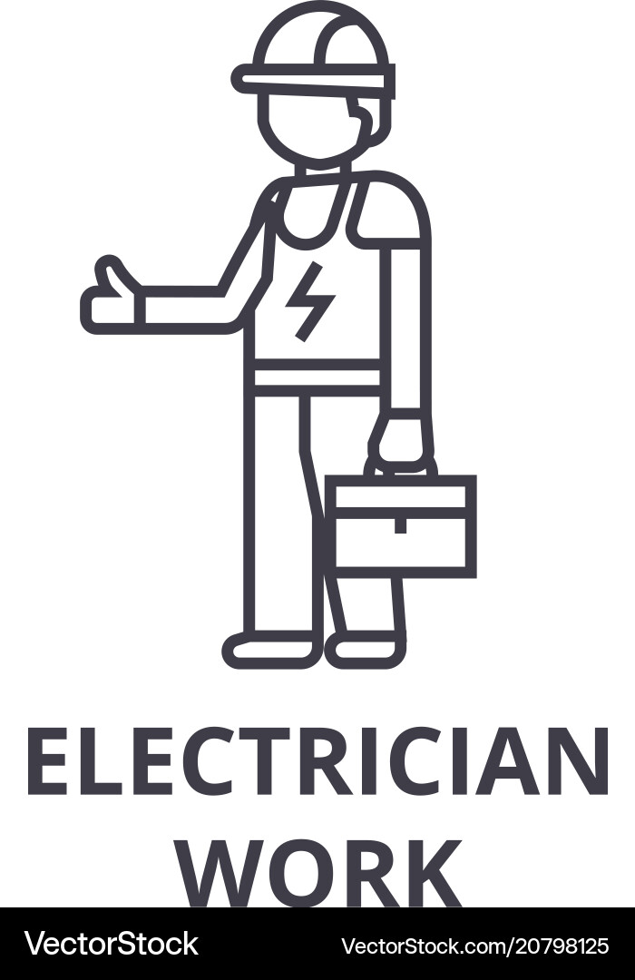 Electrician work line icon sign Royalty Free Vector Image