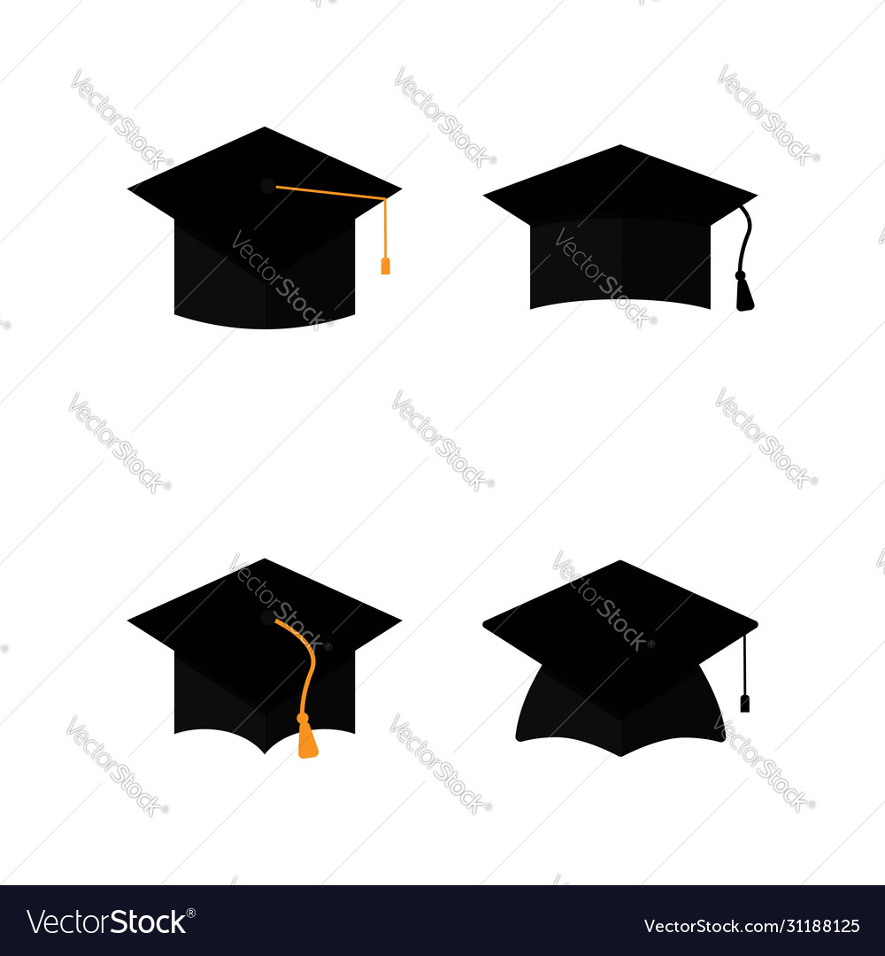 Graduation hat set graphic design Royalty Free Vector Image